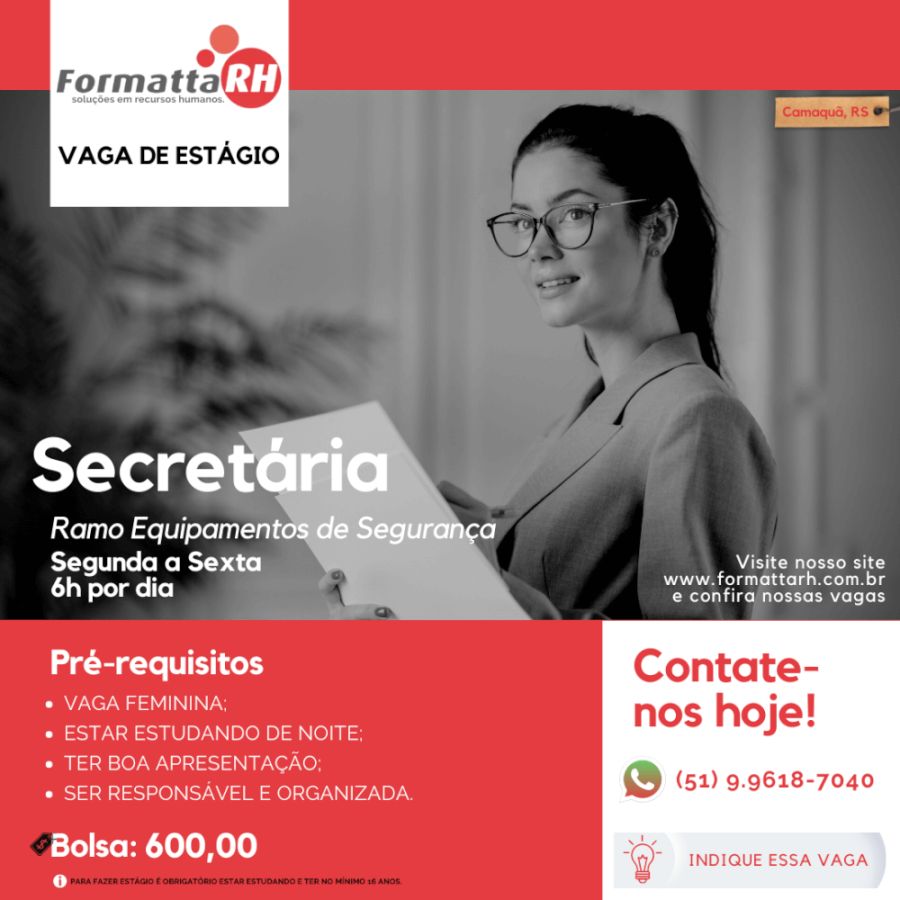 Veja as novas vagas de estágio disponíveis na Formatta RH